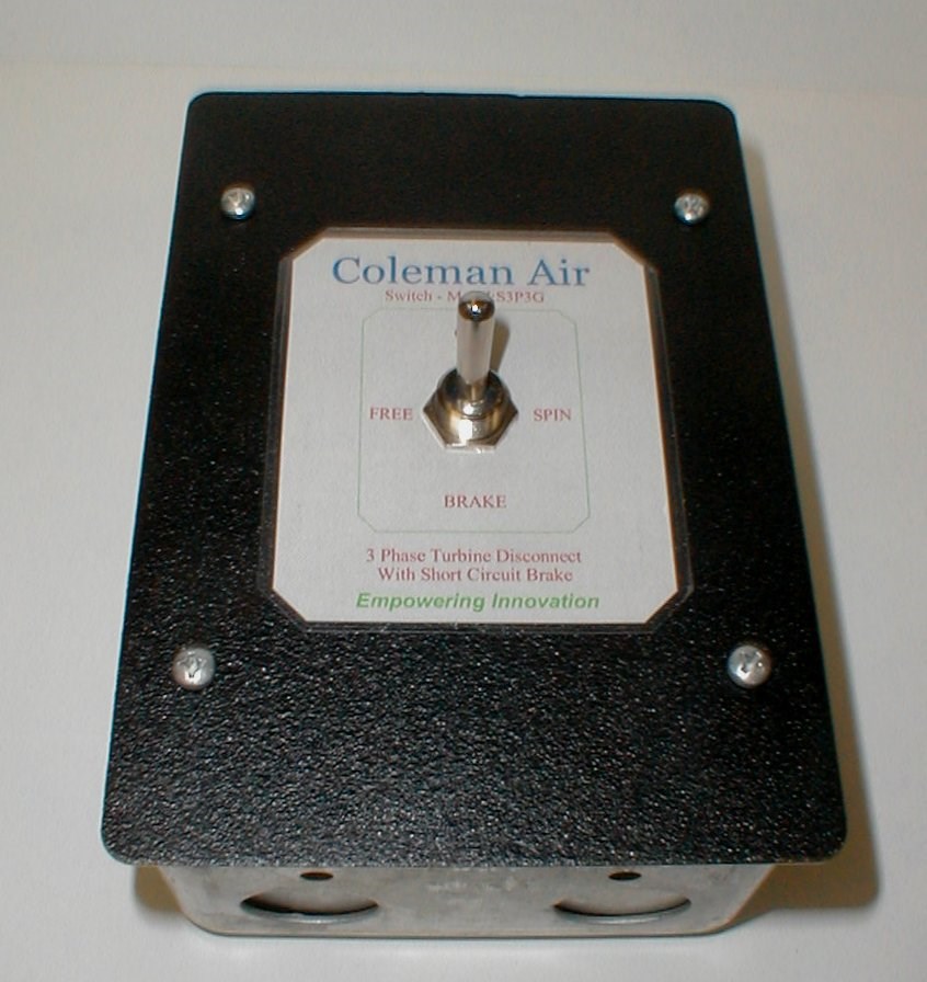 Coleman Air 3 Three Phase Wind Turbine Disconnect Switch with Brake S3P3G